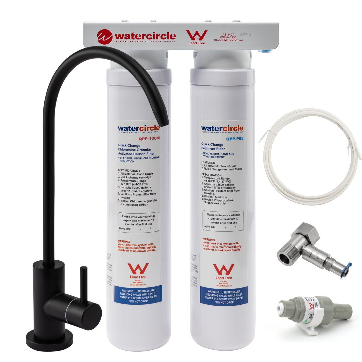 Complete set Twin(Two Stages) Watermark Approved Under sink water filt ...