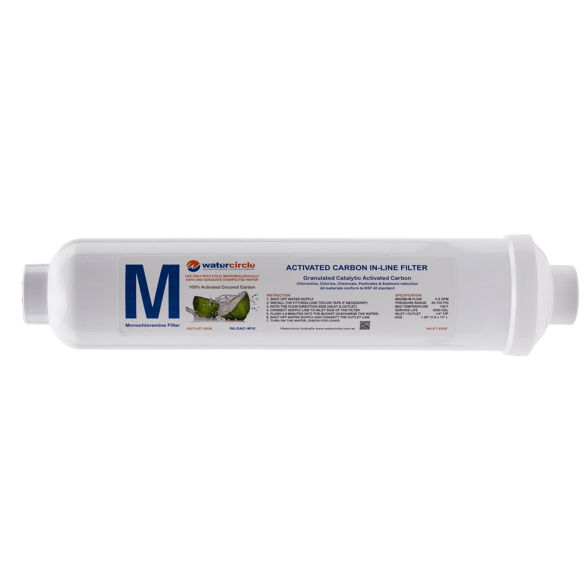 10" Chloramine and Chlorine Inline water filter with Garden hose conne ...