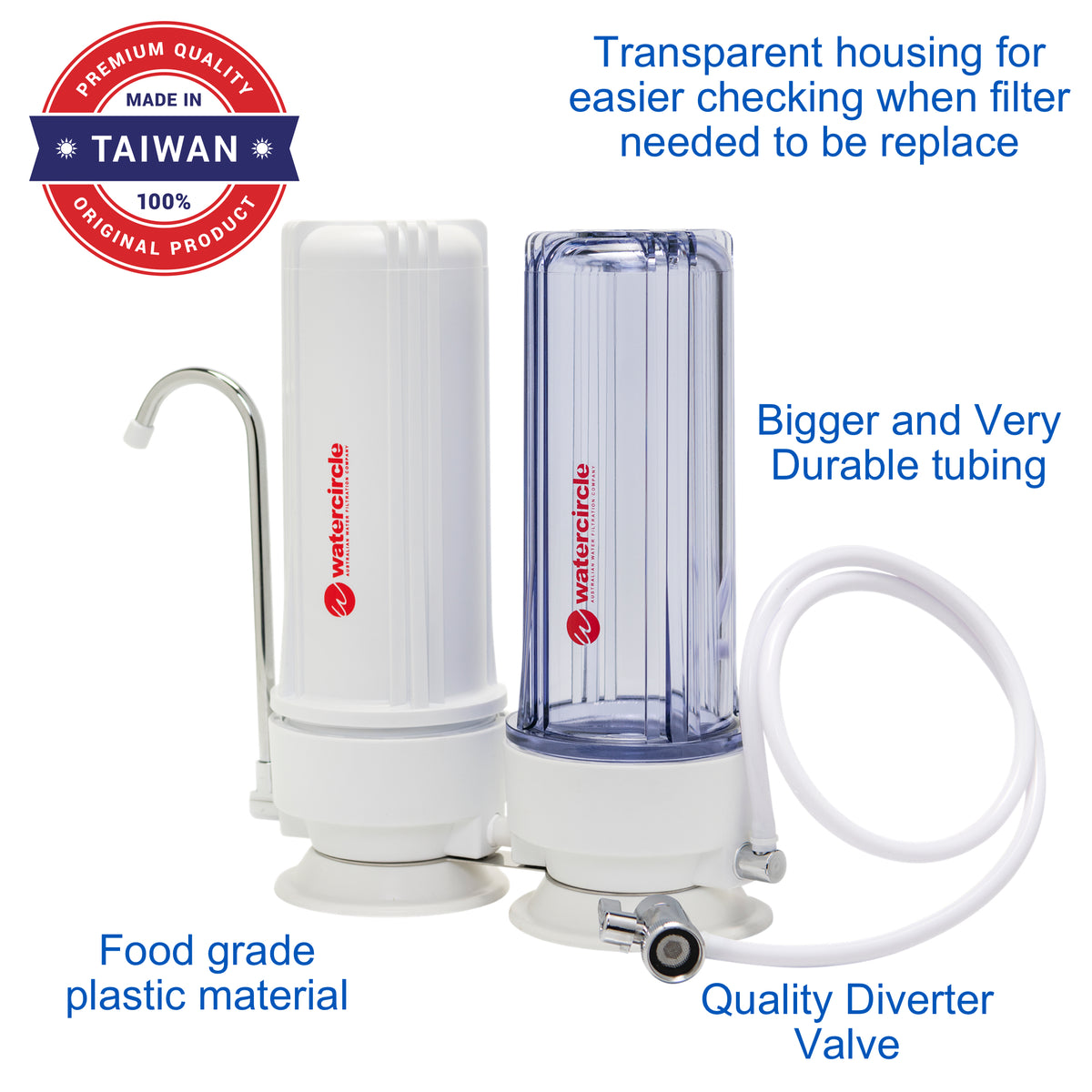 Twin Bench top / Counter top water filter system complete set with 0.5 ...